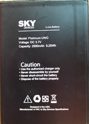 Sky Device Platinum UNO Original Replacement Battery 2500mAH 3.7V 9 ...