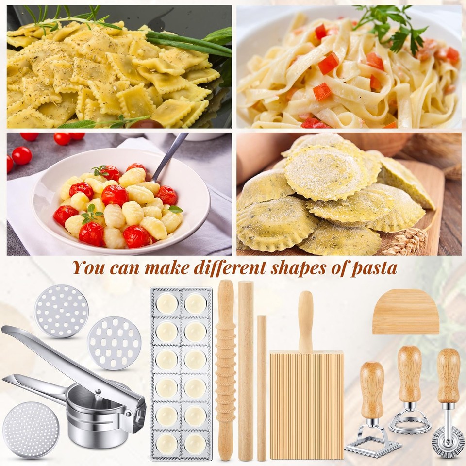 10Pcs Pasta Making Tool Set Ravioli Press Gnocchi Board Ricer Stamps ...