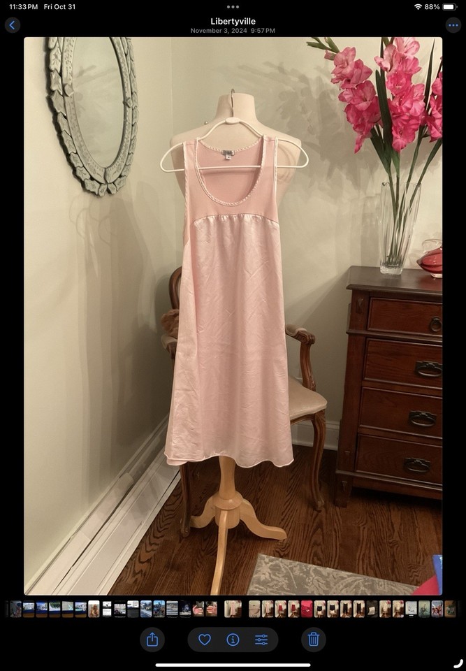Pj Harlow Lindsay Satin And Rib Nightgown Sm. Travel Timeless Flowey | eBay