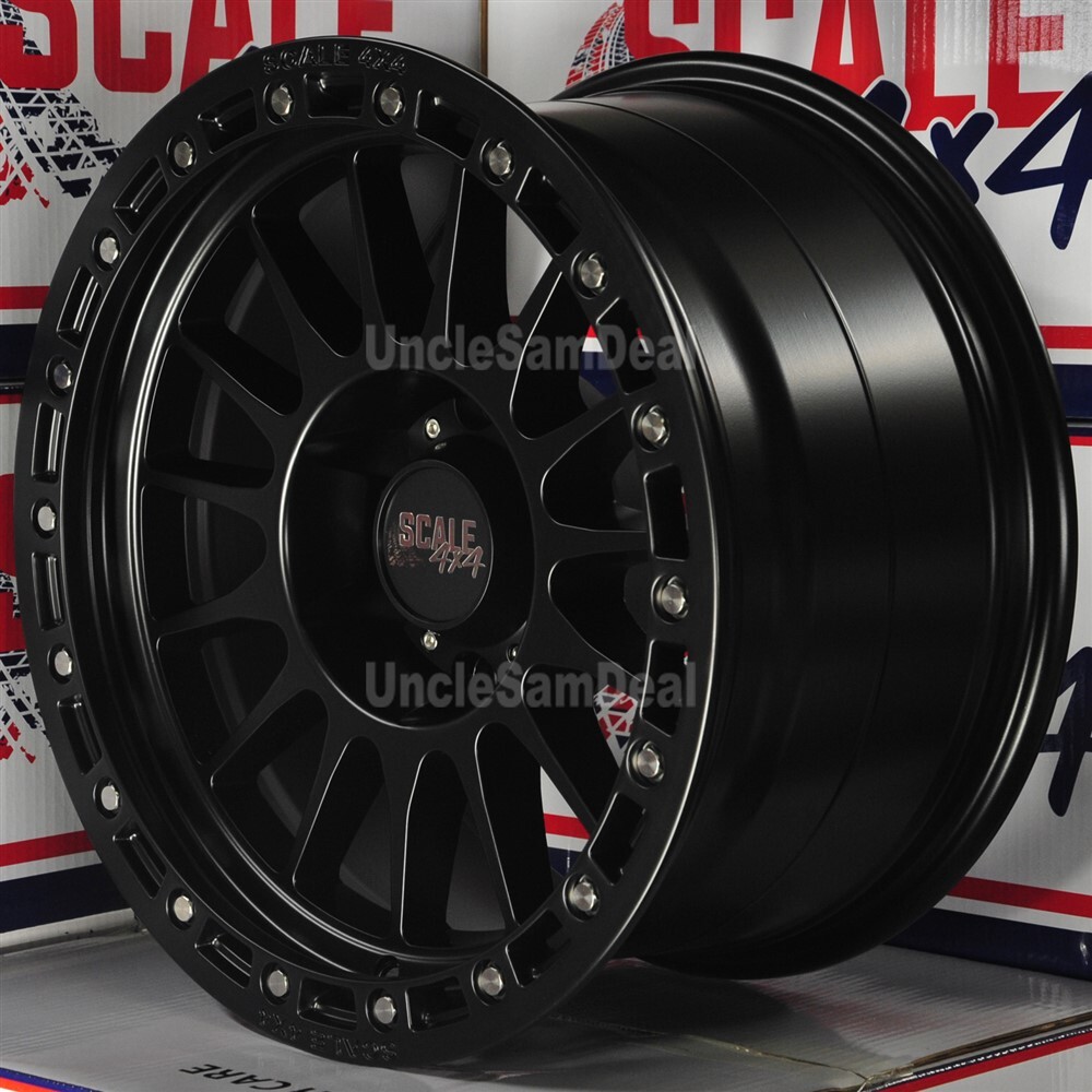 (SET 4) 17x8.5 6x139.7 6x5.5 0 OFFSET SCALE 4x4 S01 BLACK 15 SPOKES ...