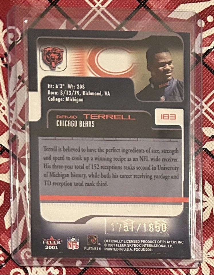 David Terrell RC Rookie Fleer Focus #1751/1850 2001 Bears #183 NFL | eBay