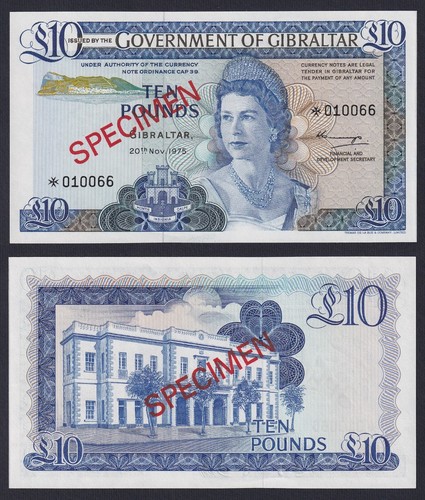 Banknote Gibraltar 10 Pounds 1975 P.-22as SPECIMEN FDS/UNC | eBay UK