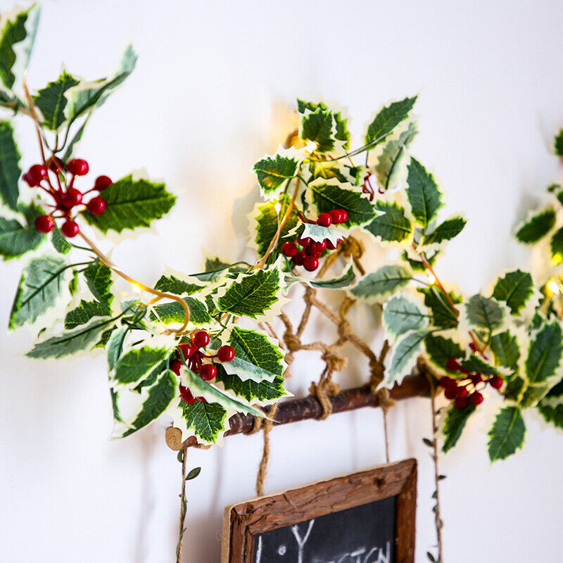 6ft Christmas Garlands with lights Holly Berry Garland Door Fireplace ...