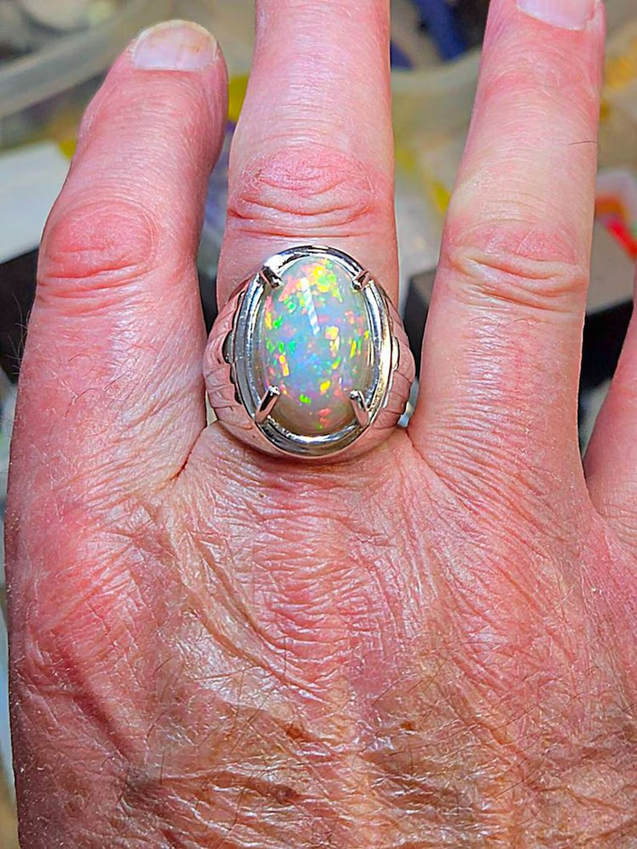 Fire Opal Men Ring, 925 Solid Sterling Silver, AAA Quality Opal ...