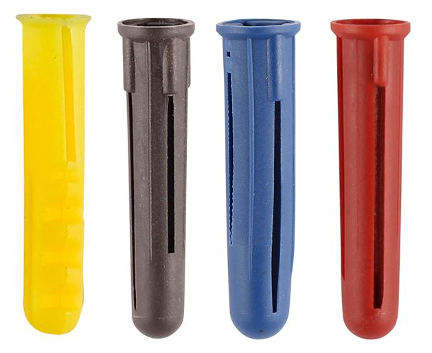 Timco Wall Plastic Plugs Red Brown Blue Yellow Concrete Masonry Brick ...