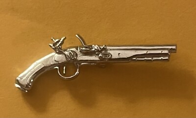 Vintage Rifle Flintlock Pistol Gun Silver Tone Tie Tack Lapel Pin (T50 ...