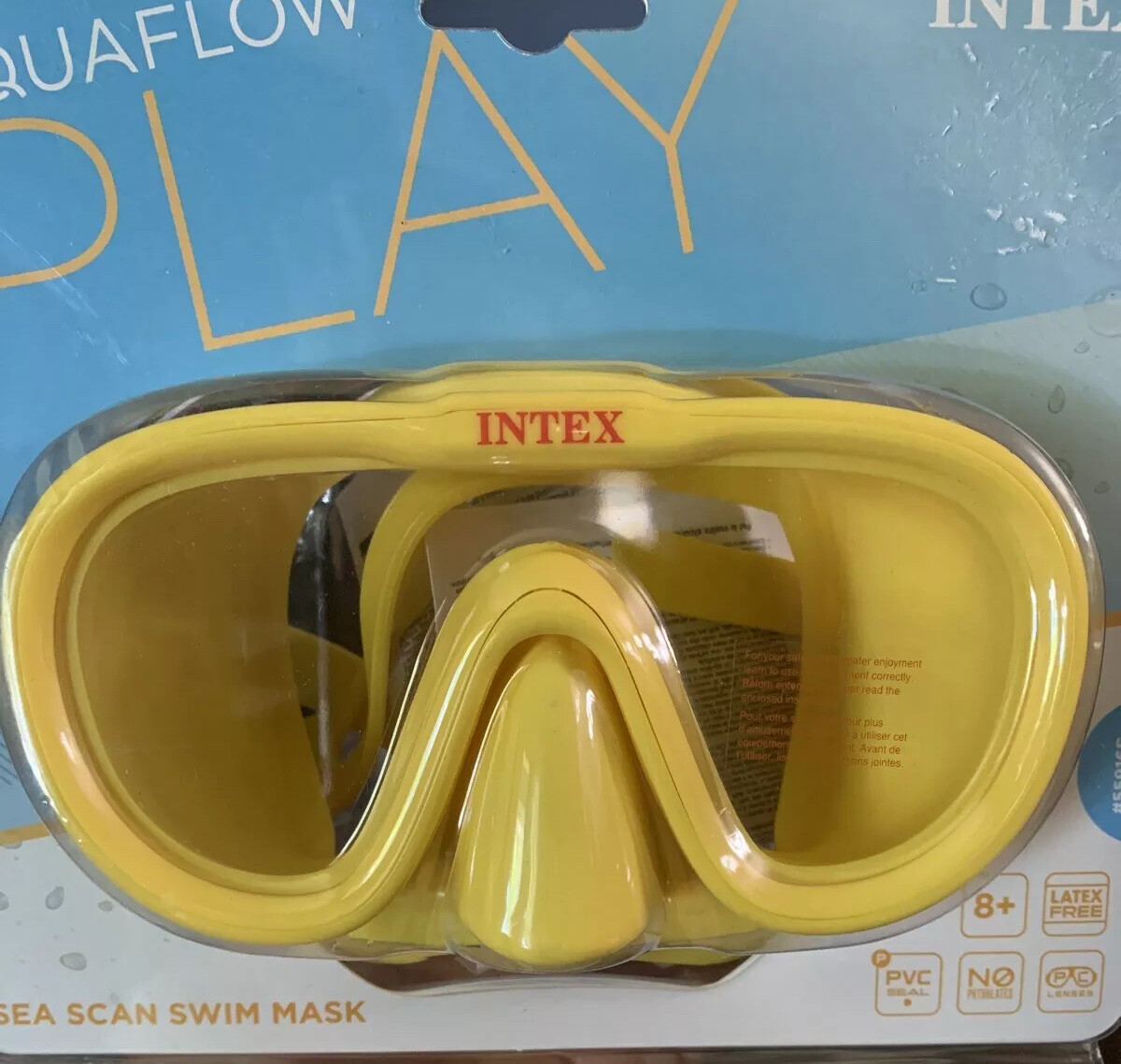 INTEX Sea Scan Swim Mask Yellow Polycarbonate Lens PVC/Rubber 8+ New | eBay