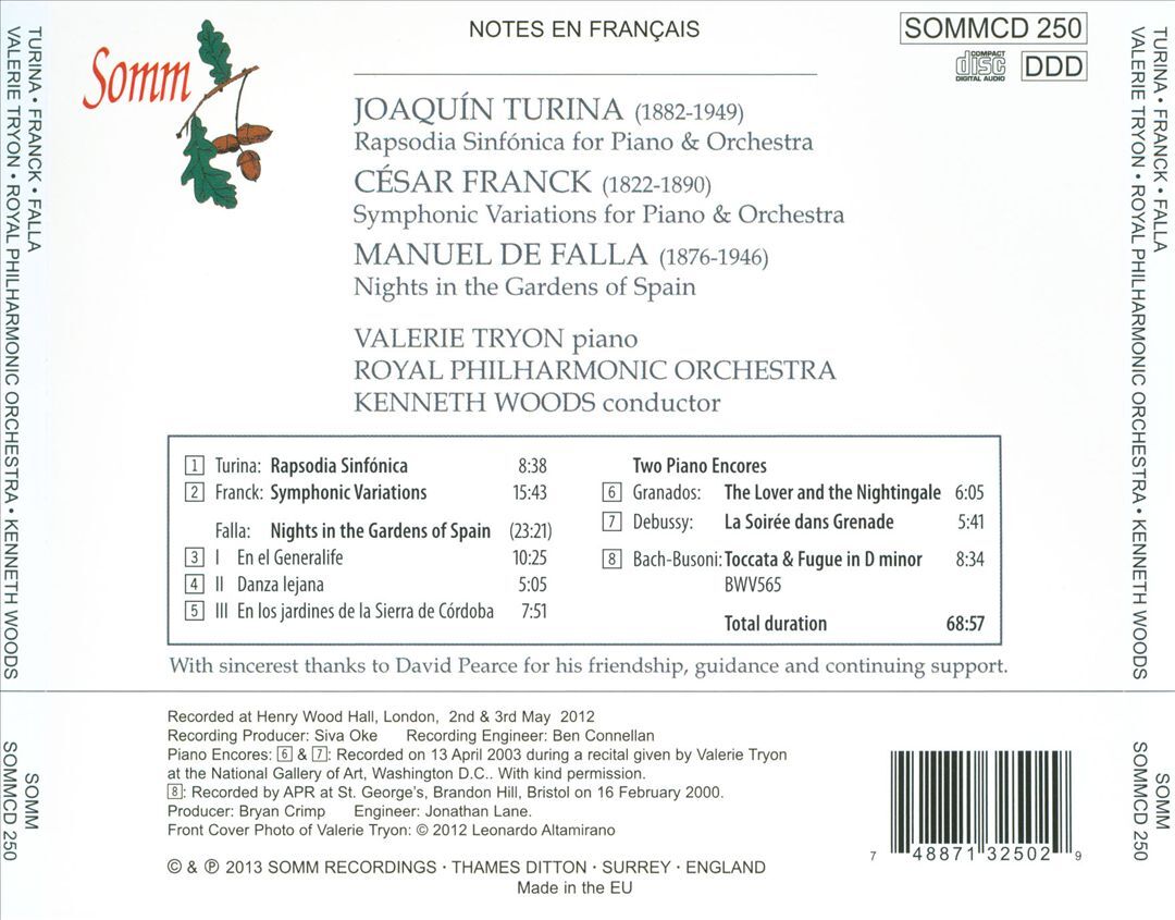 VALERIE TRYON TURINA: RAPSODIA SINFÓNICA; FRANCK: SYMPHONIC VARIATIONS ...