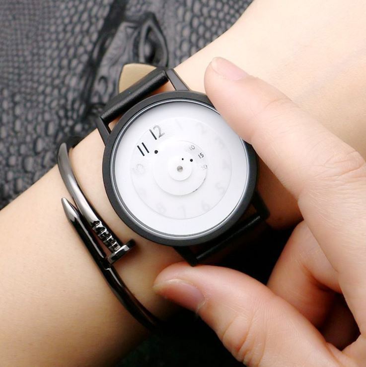 Modern Novelty Creative Steel Wrist Watch with Fading Numbers Leather ...