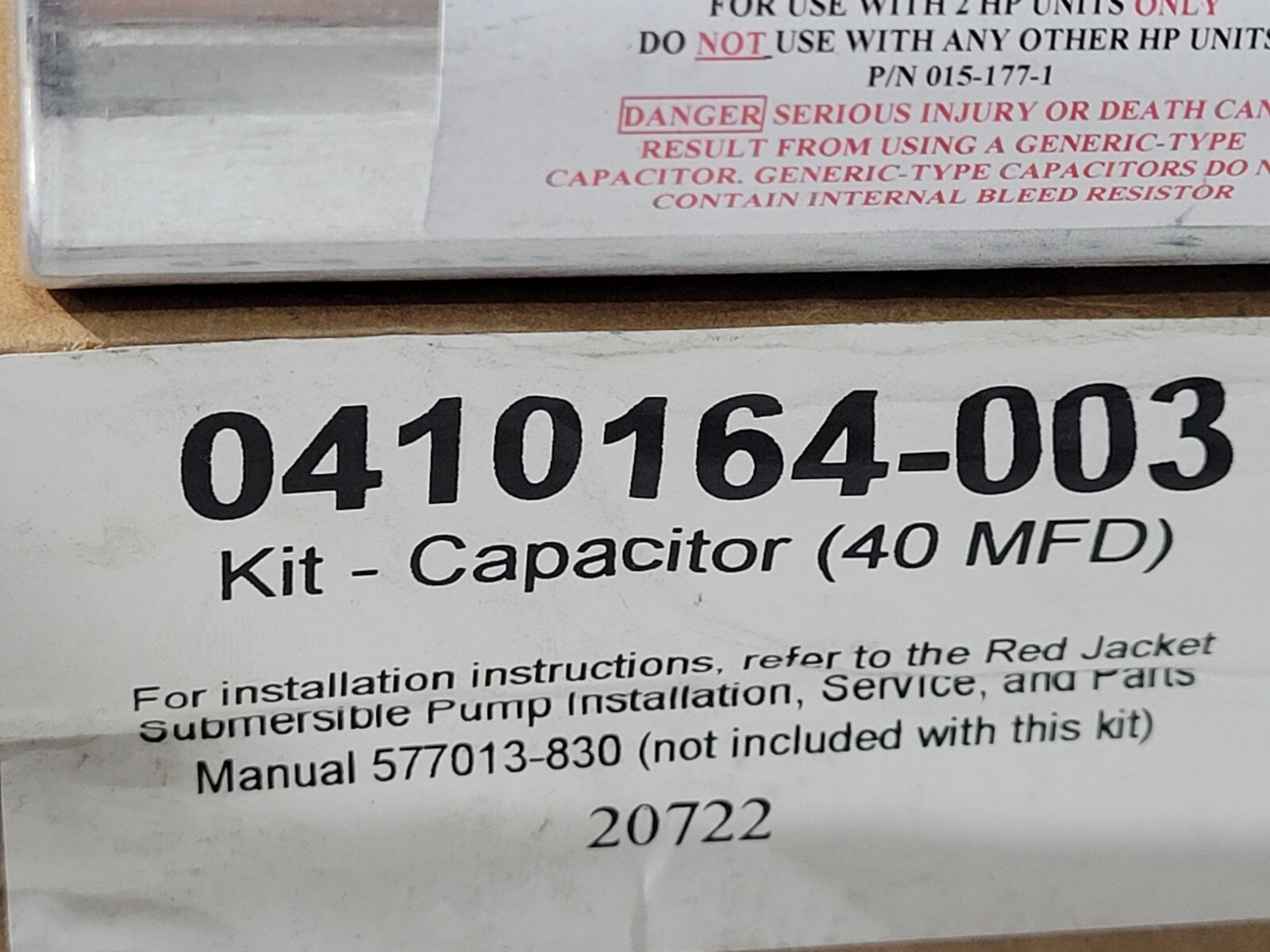 Veeder Root 410164-003 40 MFD Capacitor for 2 HP Single Phase Red ...