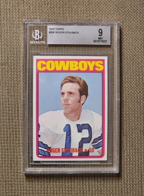 1972 Topps Roger Staubach Rookie Card #200 Graded BGS 9 Mint Dallas ...
