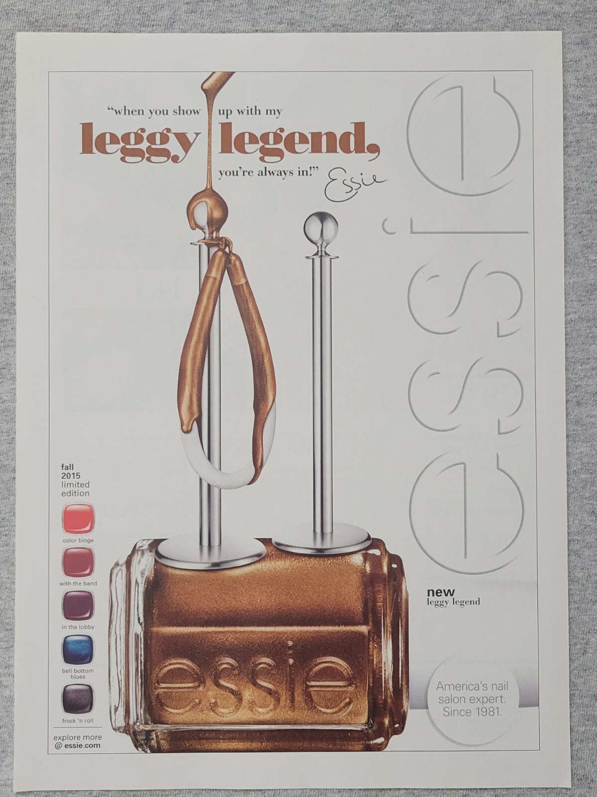2015 Magazine Advertisement Page Essie Nail Polish Leggy Legend Makeup ...