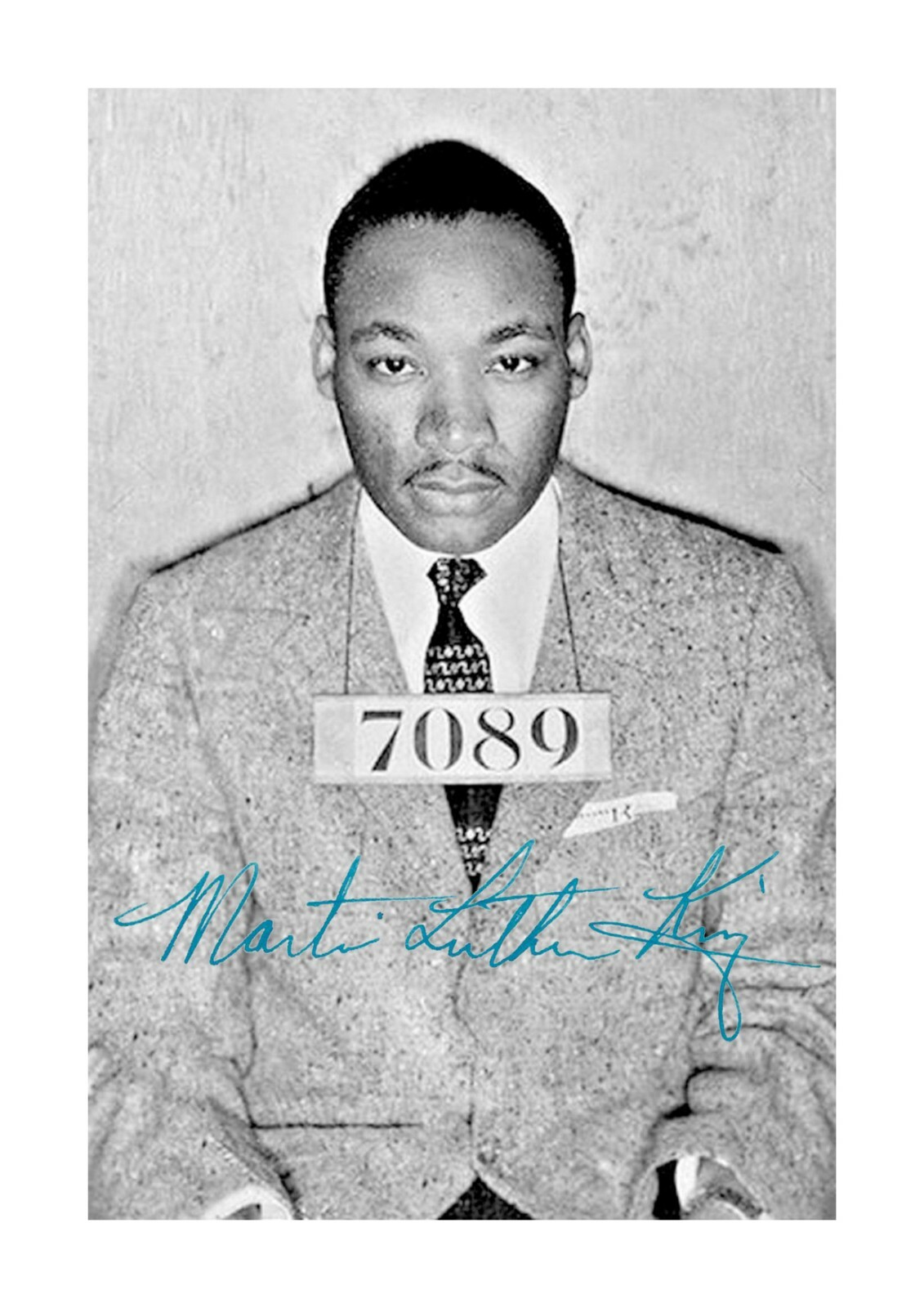 Martin Luther King mug shot A4 reproduction signed poster Choice of ...