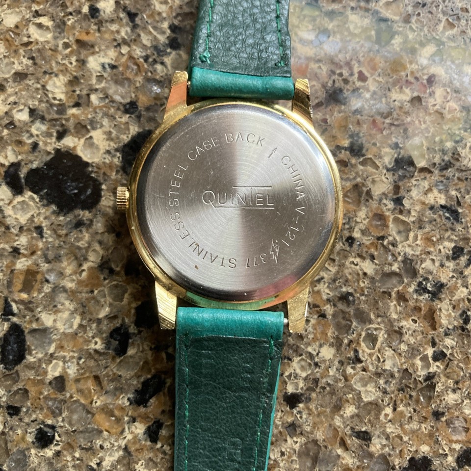 Quartz Christmas Watch With Green Leather Band. Near Mint Condition | eBay