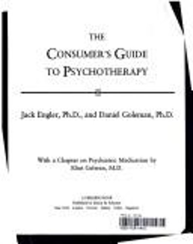 The Consumer's Guide to Psychotherapy Paperback Daniel, Engler, J 9780671778514| eBay