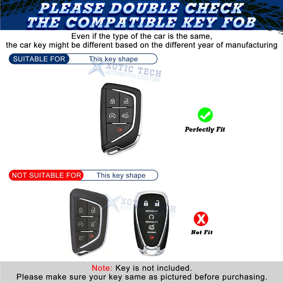 White Full Seal Keyless Key Fob Cover w/Keychain For Cadillac CT5 CT6 ...