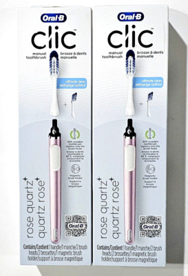 2 Pack Oral B Clic Manual Toothbrush Ultimate Clean Rose Quartz 2 Head ...