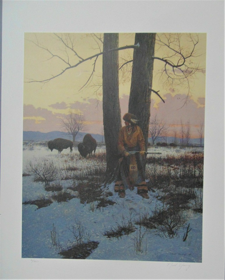 NED YOUNG (3) Western Art Prints Native American buffalo hunter horse S ...