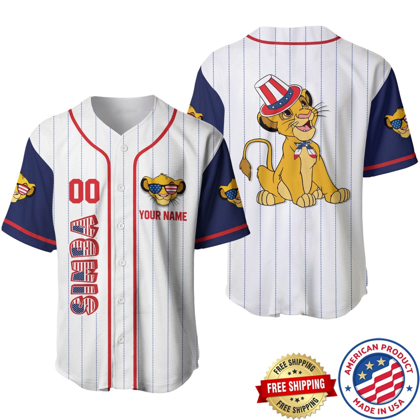 Simba Baseball Jersey Shirt, Simba Button Down Shirt, Lion King Lovers ...