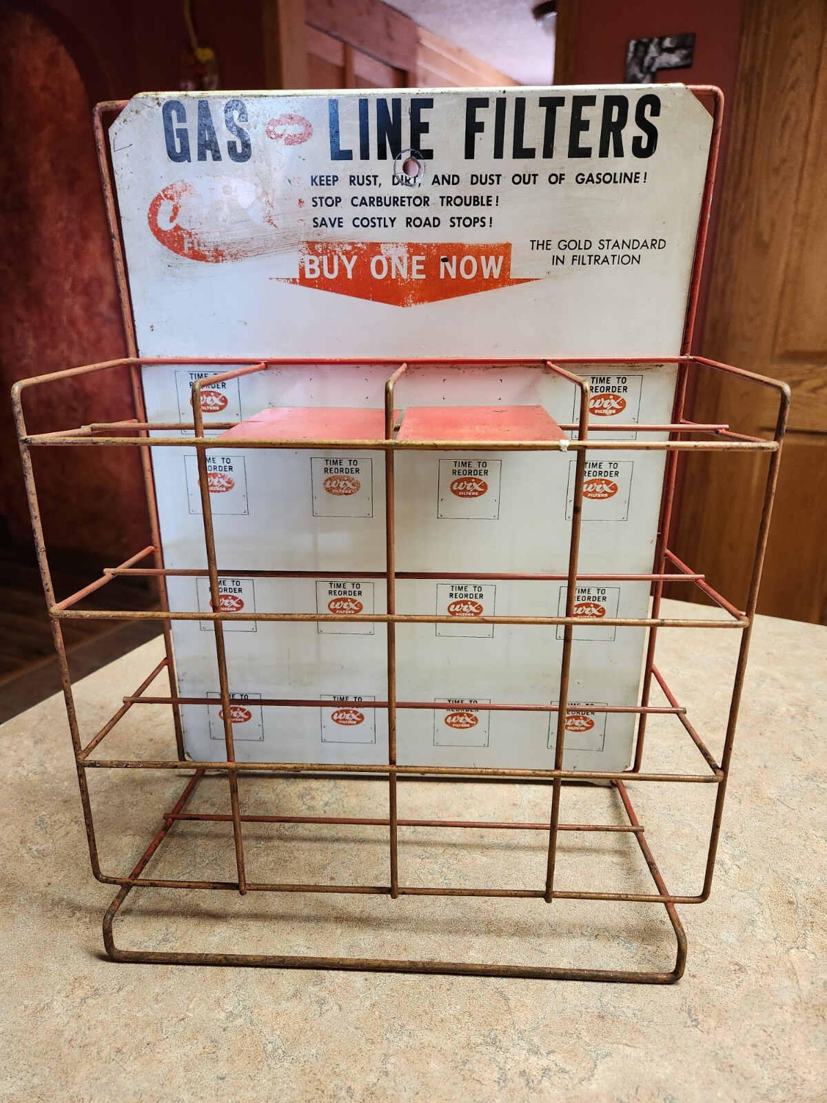 RARE WIX FILTERS VINTAGE METAL STORE DISPLAY SHELF SIGN GARAGE GAS OIL ...