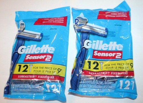 Gillette Sensor 2 Disposable Razors 12 Pack Lot 2 -24 Total -New | eBay