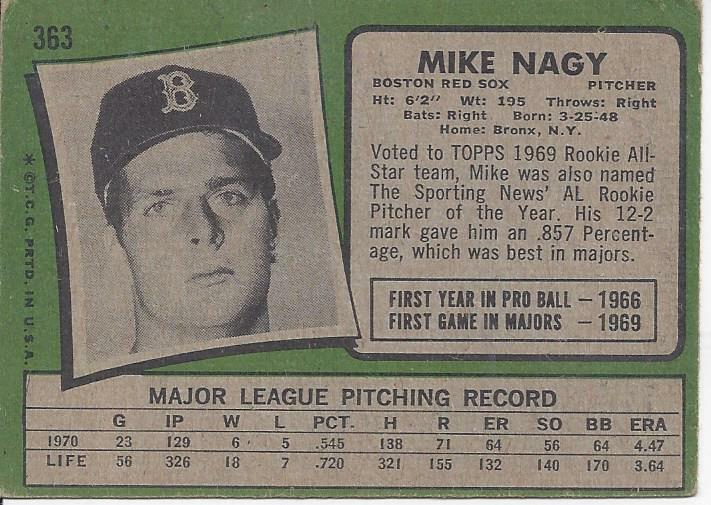 1971 Topps Mike Nagy 363 Red Sox EX | eBay