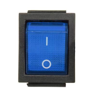 DPDT Blue LED Lit Square Rocker Switch 6-Pin On/Off Snap-In 15A/240V ...