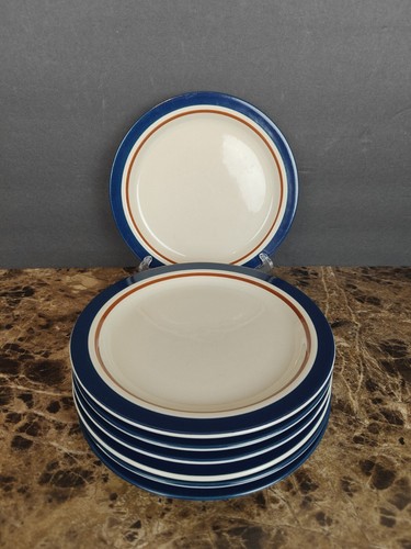 Set Of 7 Finesse Galway Salad Plates Blue Brown Stoneware Japan SY 7717 ...
