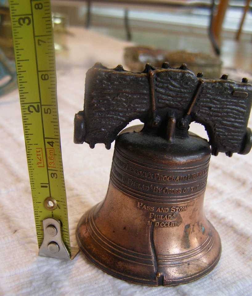 Miniature Metal Liberty Bell 2.5" Tall Replica Bronze Look Souvenir VTG ...