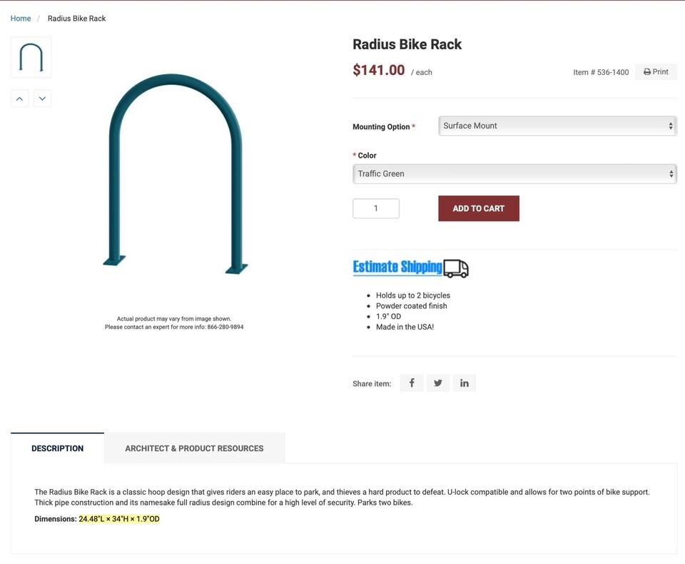U Shape Commercial Bike Rack - Radius Bike Rack | eBay
