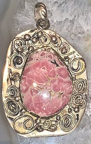 Gemstone Rhodochrosite Inca rose pink Pendant. | eBay Australia