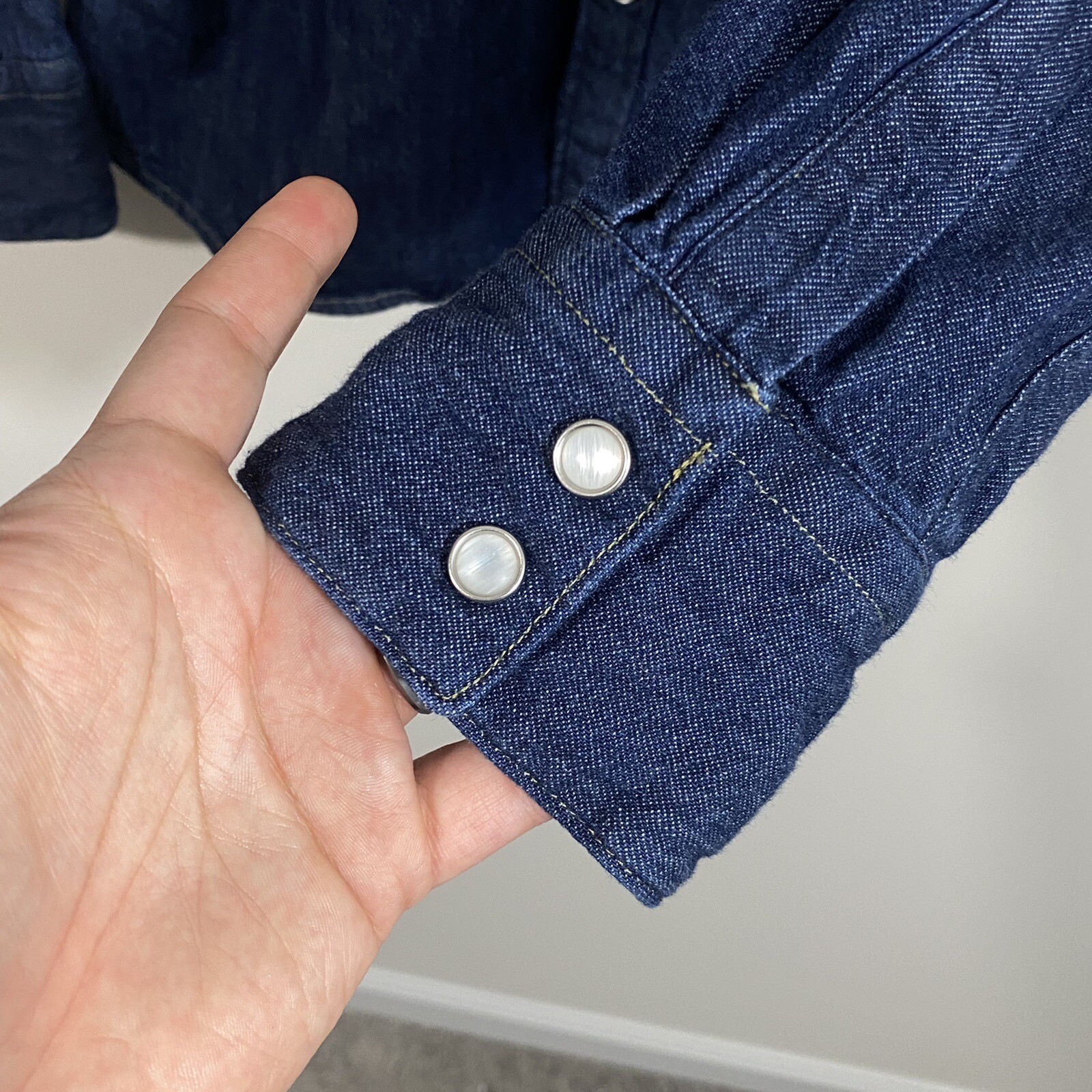 Levi's Barstow Blue Denim Western Snap Button Shirt M… - Gem