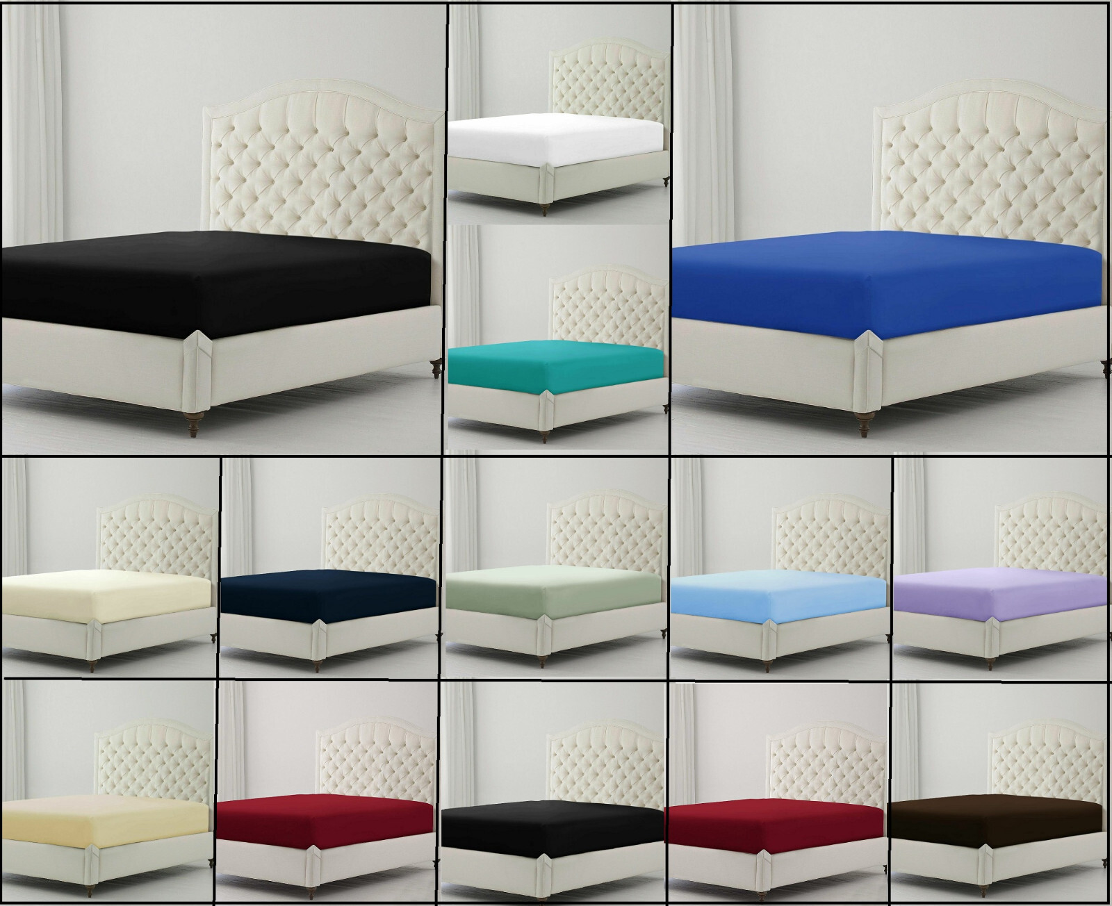 Full Extra Deep Fitted Sheet 30cm Elastic Bed Sheets Single Double King ...