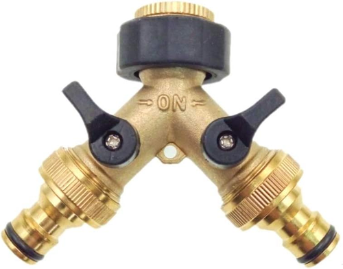 Brass 2 Way Tap Connector Double Tap Adapter Garden Tap Adaptor with ...