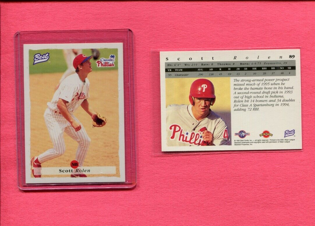 SCOTT ROLEN PHILADELPHIA PHILLIES 1995 BEST ROOKIE BASEBALL CARD #89 | eBay