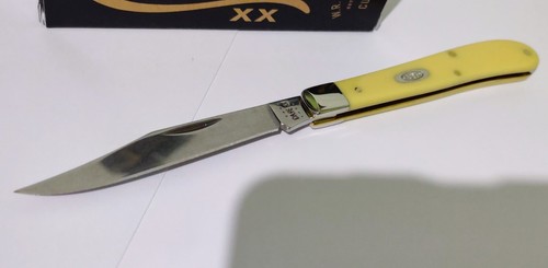 CASE XX VINTAGE YELLOW TRAPPER HUNTING POCKET KNIFE U.S.A. SINGLE BLADE ...