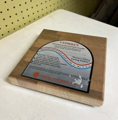 New 8"x8" Mini Butcher Block w/Feet Cheese Cutting Board NOS Chopping ...