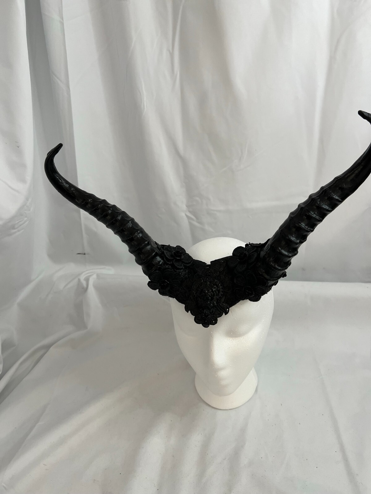 Halloween Cosplay Gothic Long Horns Flower Head Piece… - Gem
