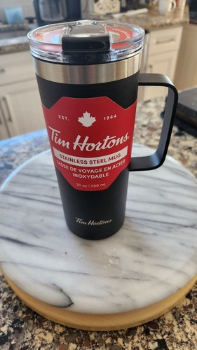 Tim Hortons Stainless Steel 20 oz Black Travel Mug 2023 NEW | eBay
