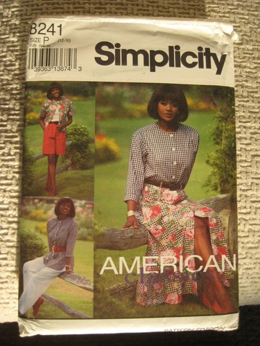 Vintage Simplicity Miss Pattern 8241 TOP SKIRT Wide Leg SHORTS PANTS 12 ...