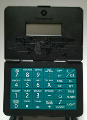 Royal Traveller Samsonite World Time Alarm Clock Calculator Currency ...