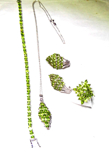 Peridot Full Parure in Sterling Silver | eBay