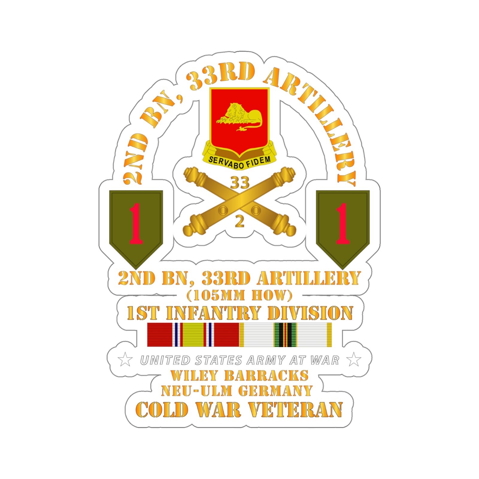 Kiss-Cut Stickers - Army - 2nd Bn 33rd Artillery - 1st Inf Div ...