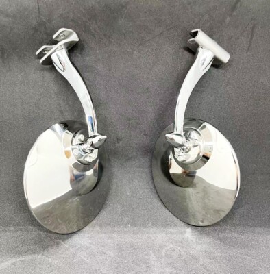 2 X UNIVERSAL 4" CLAMP ON ROUND LUCAS STYLE CLASSIC CAR WING MIRRORS ...