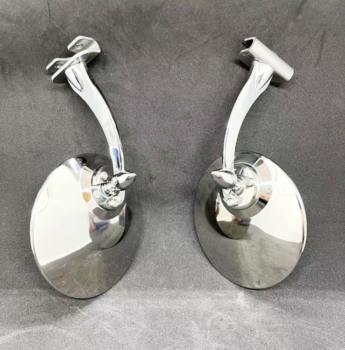 2 X UNIVERSAL 4" CLAMP ON ROUND LUCAS STYLE CLASSIC CAR WING MIRRORS ...