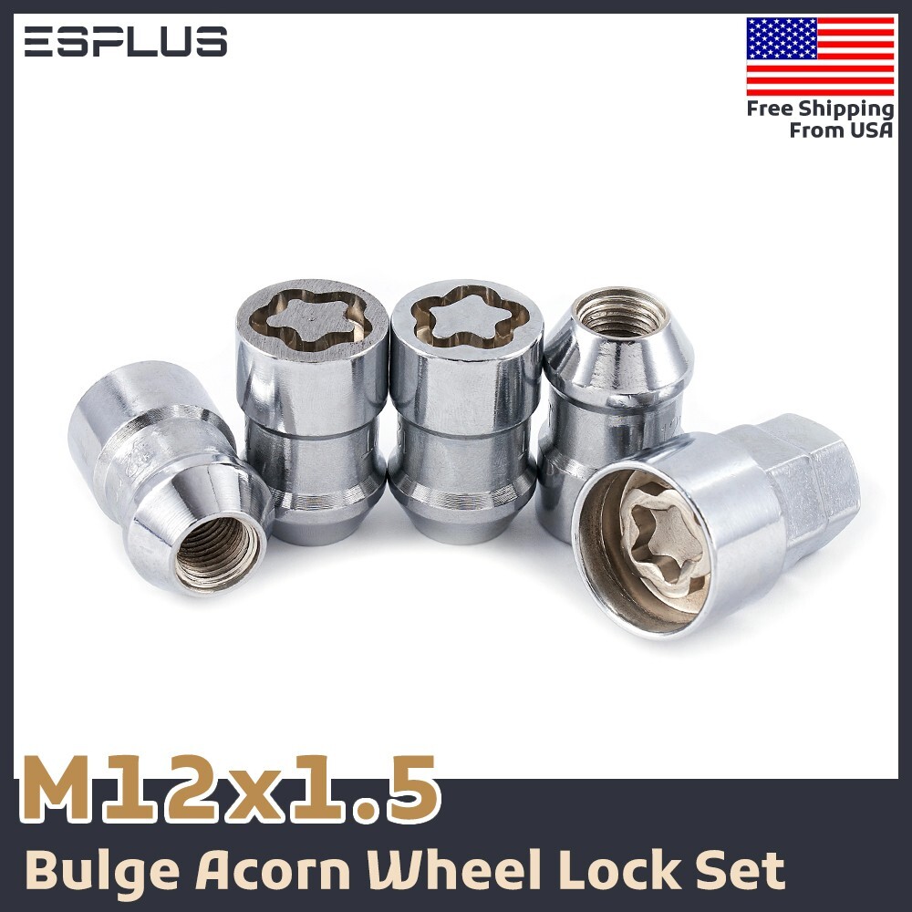 4pc Chrome M12x1.5 Acorn Wheel Lock Set Fit Honda Acura Hyundai Genesis ...