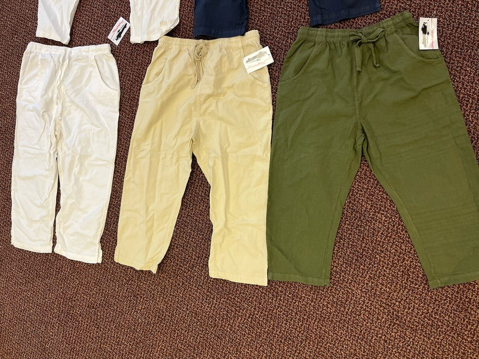 Ragtop USA 100% Cotton Pull On Capris White L,BEIGE L,BLUE L,GREEN M ...
