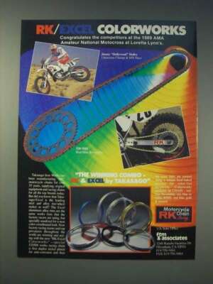 1989 RK Motorcycle Chains and Excel Colorworks Alloy Rims Ad | eBay
