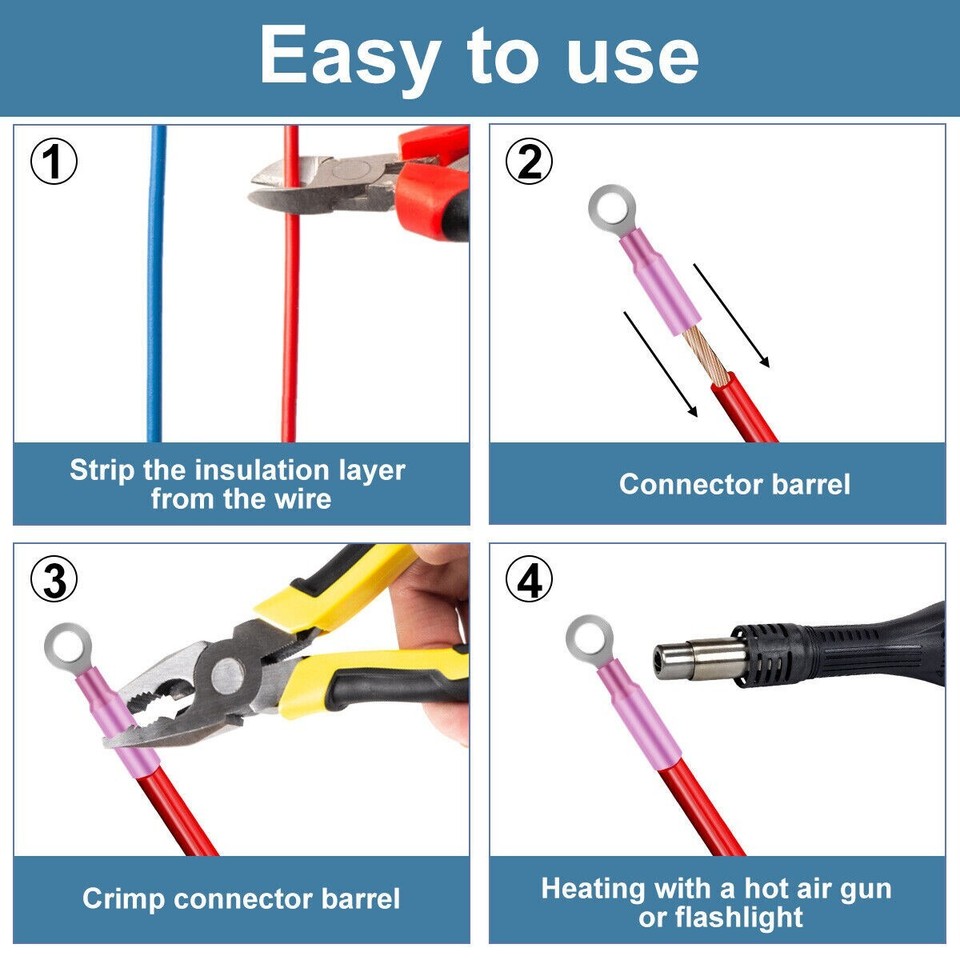 250x Heat Shrink Wire Connectors Electrical Ring Fork Spade Crimp ...