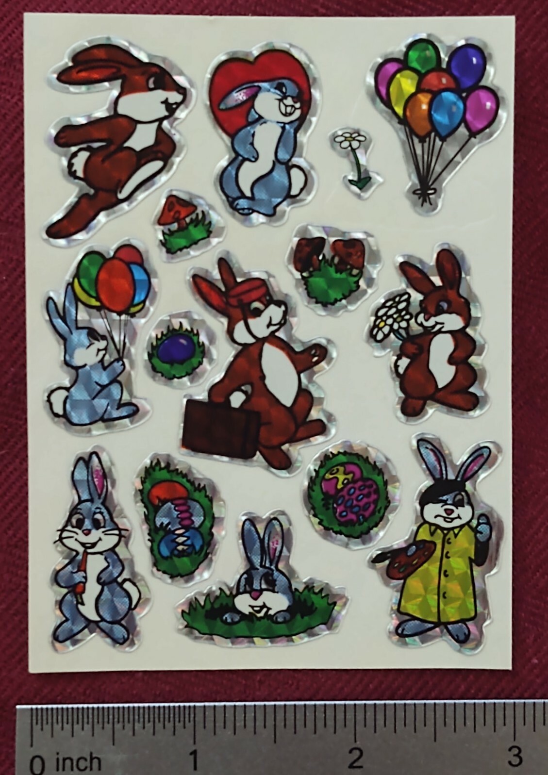 Vintage 1980's Bunny Rabbit Balloon Shiny Prizm Stickers -1 Sheet | eBay